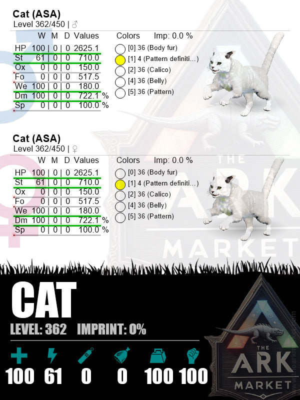 Cat | Lvl 362 | HP: 2625.1 [100] / WE: 180 [100] - The Ark Market