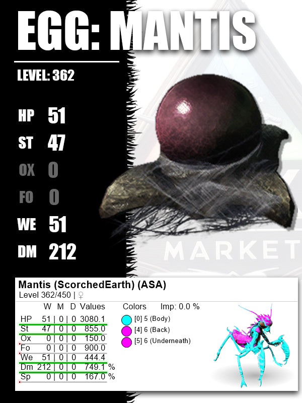 Egg: Mantis | 212 Damage – The Ark Market
