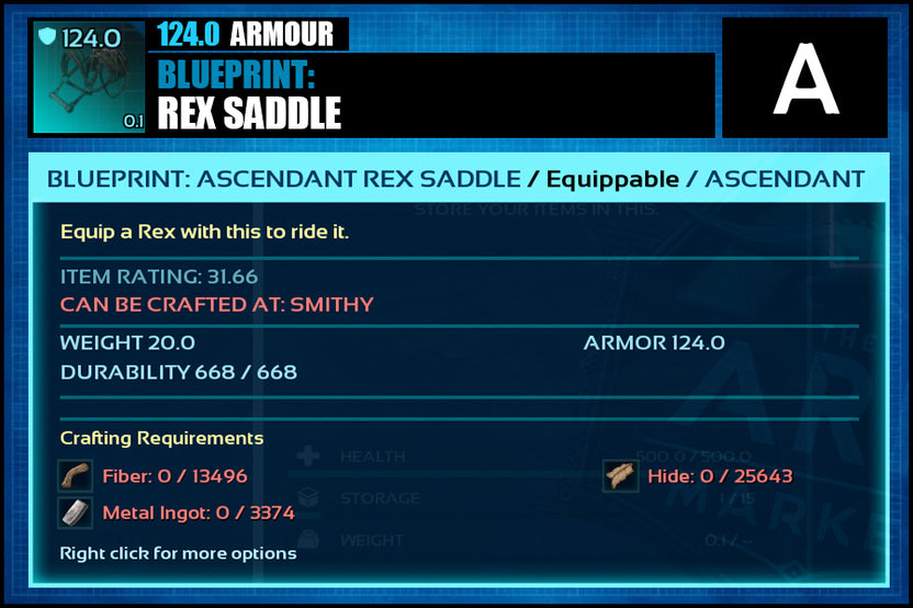 Blueprint: Rex Saddle - The Ark Market